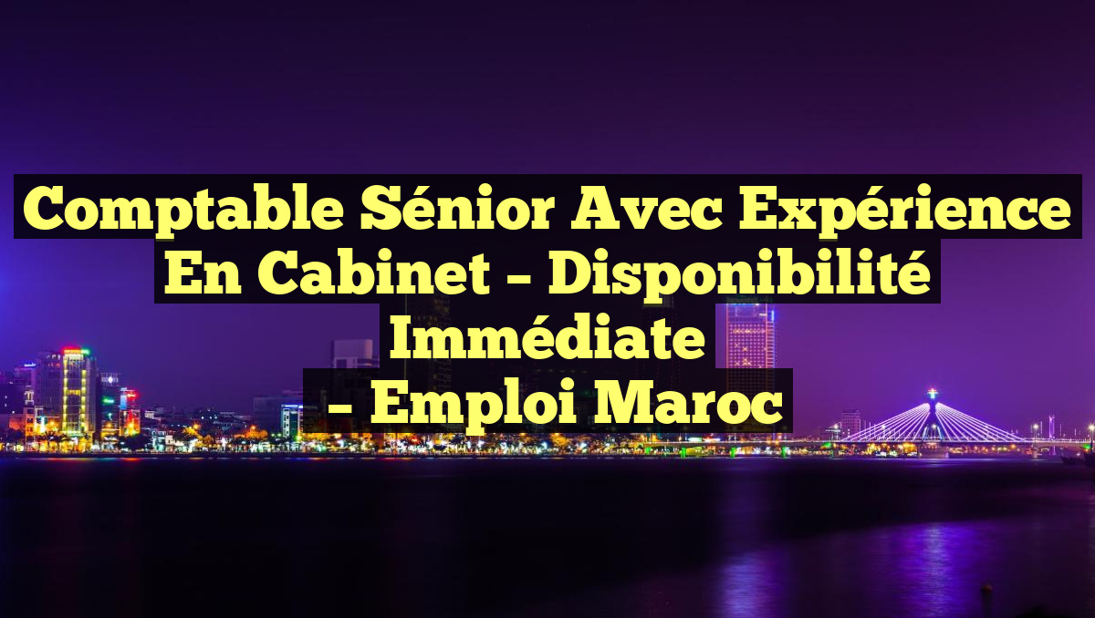 Comptable Sénior Avec Expérience en Cabinet - Disponibilité Immédiate ...