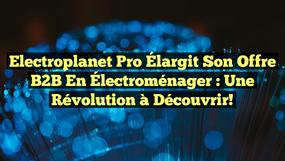 Electroplanet Pro Élargit Son Offre B2B en Électroménager : Une ...