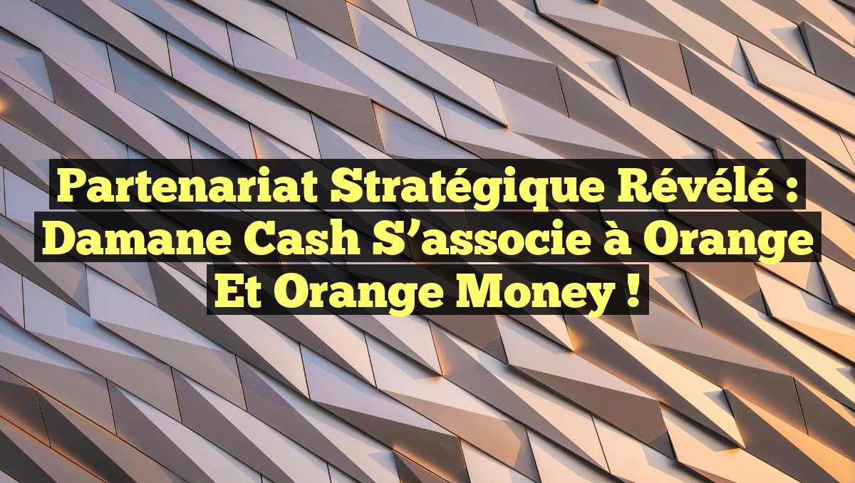 Partenariat stratégique révélé : Damane Cash s'associe à Orange et ...