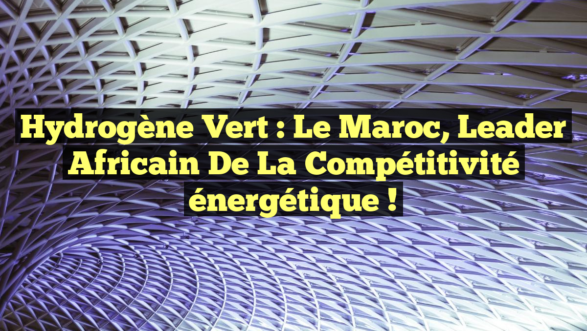 Hydrogène vert : le Maroc, leader africain de la compétitivité ...