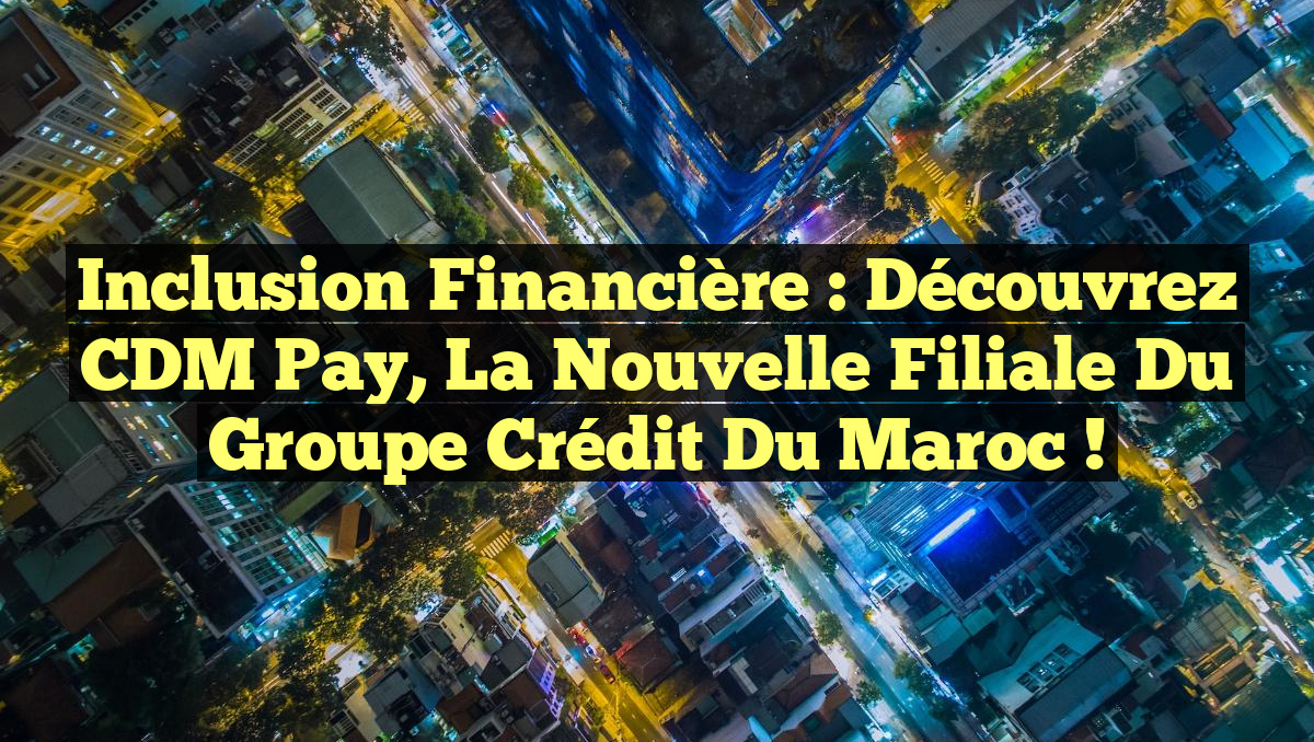 Inclusion financière : découvrez CDM Pay, la nouvelle filiale du groupe ...