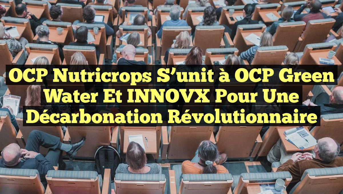 OCP Nutricrops s'unit à OCP Green Water et INNOVX pour une ...