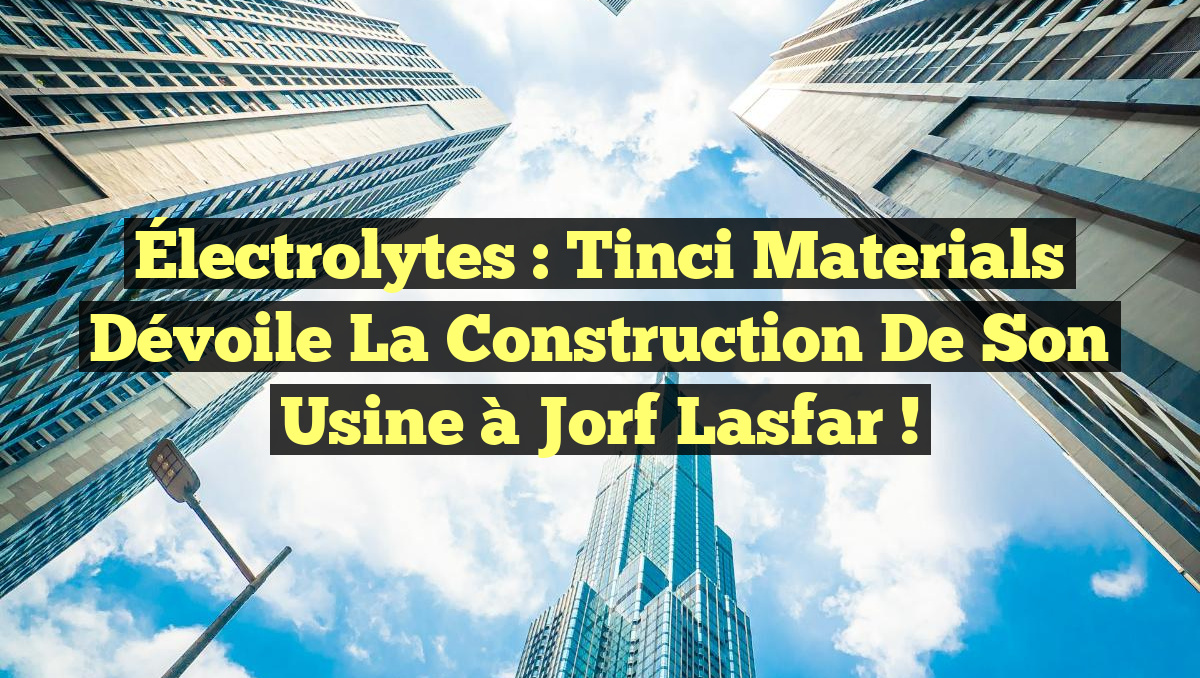 Électrolytes : Tinci Materials dévoile la construction de son usine à ...
