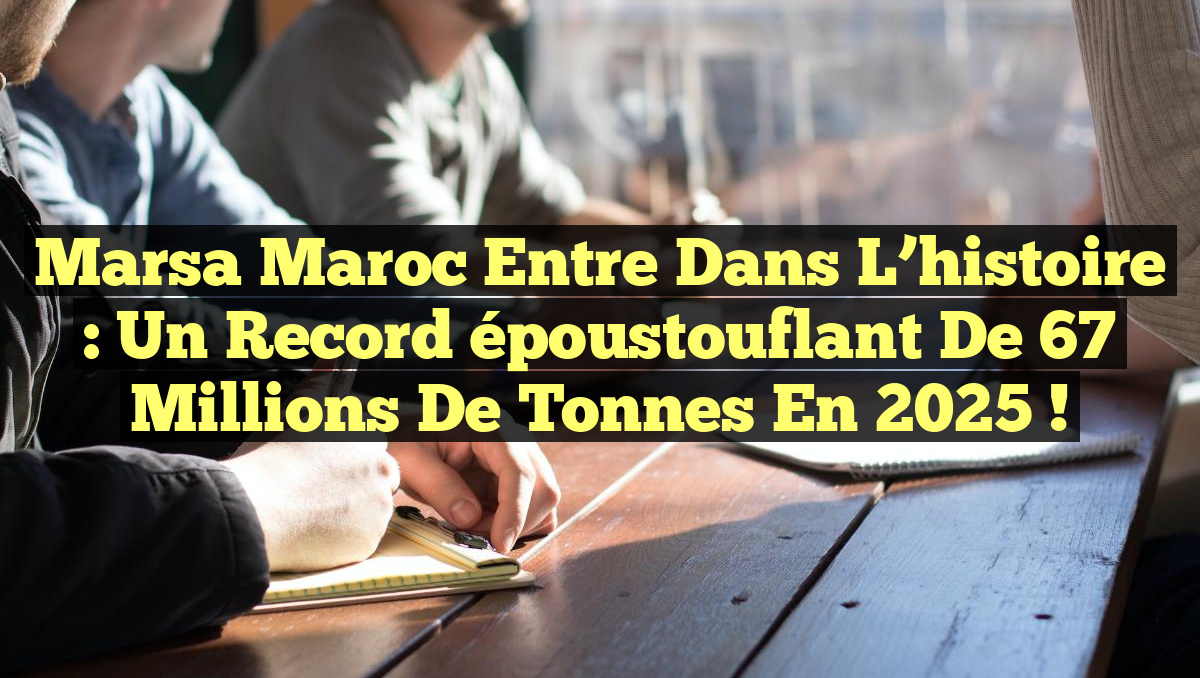 Marsa Maroc entre dans l’histoire : un record époustouflant de 67 ...