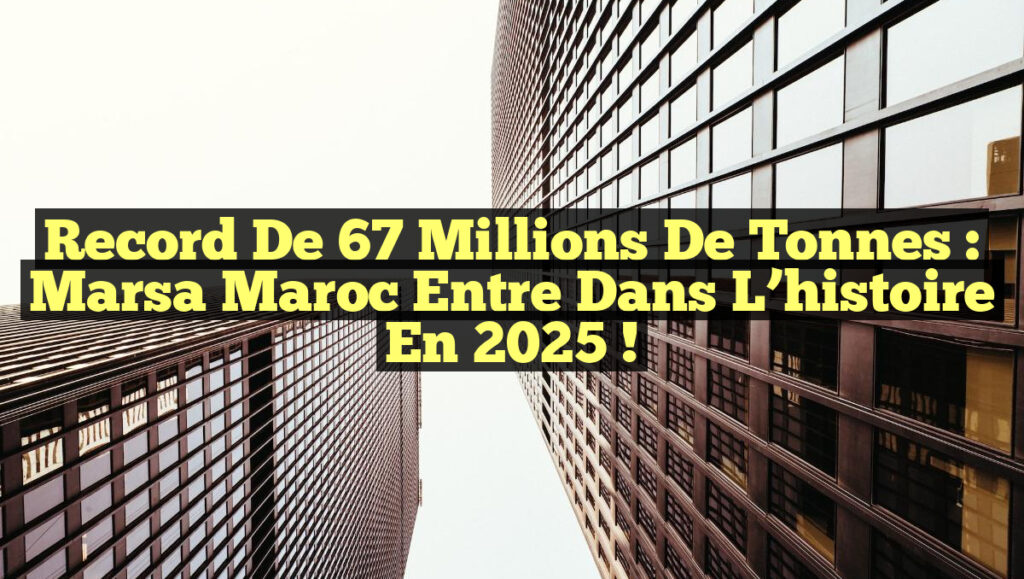 Record de 67 Millions de Tonnes : Marsa Maroc entre dans l’histoire en ...
